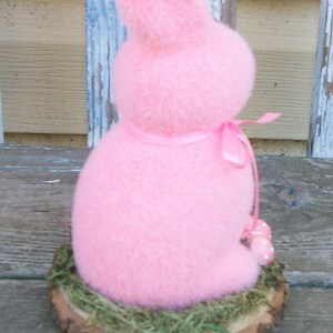 Flocked Pink Rabbit Decor With Roses Poppies and Mushroom - Etsy