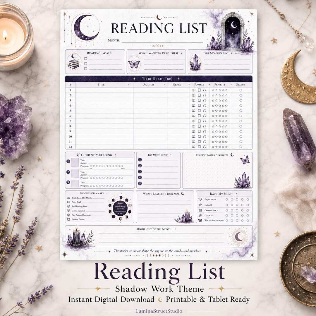 Shadow Work Reading List Printable Journal (digital Download) - Etsy