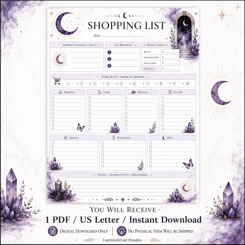 Shadow Work Shopping List Printable, Mindful Grocery Planner (digital ...