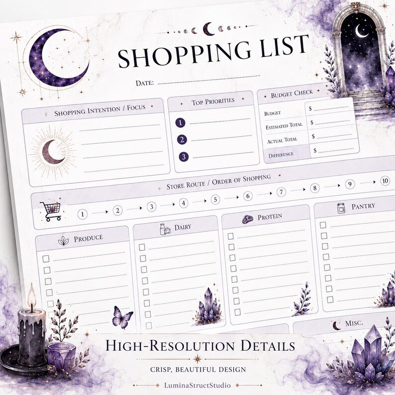 Shadow Work Shopping List Printable, Mindful Grocery Planner (digital ...