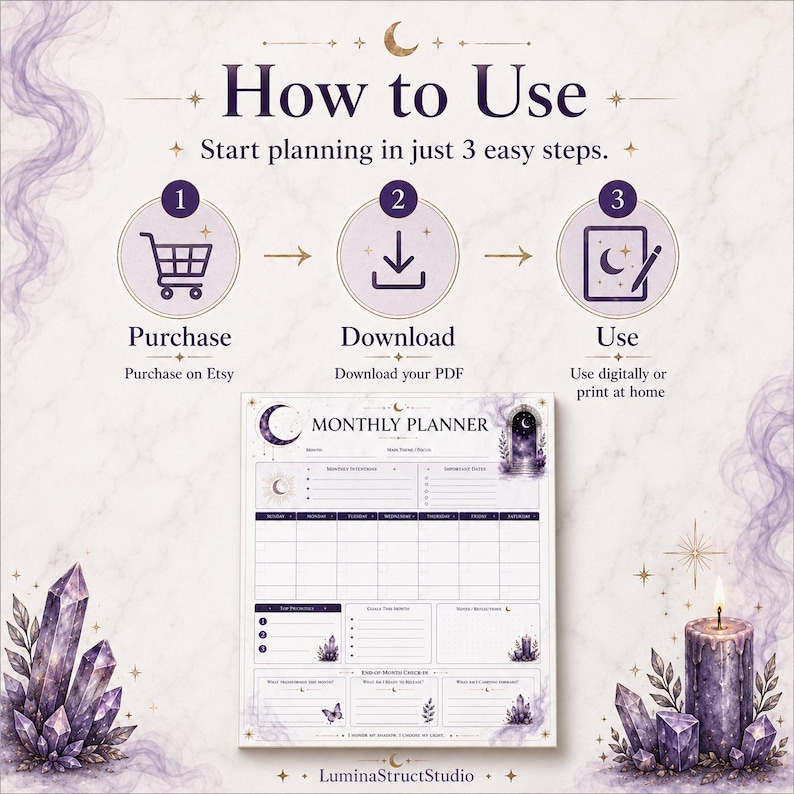 Shadow Work Monthly Planner, Self Care Reflection Journal (digital ...