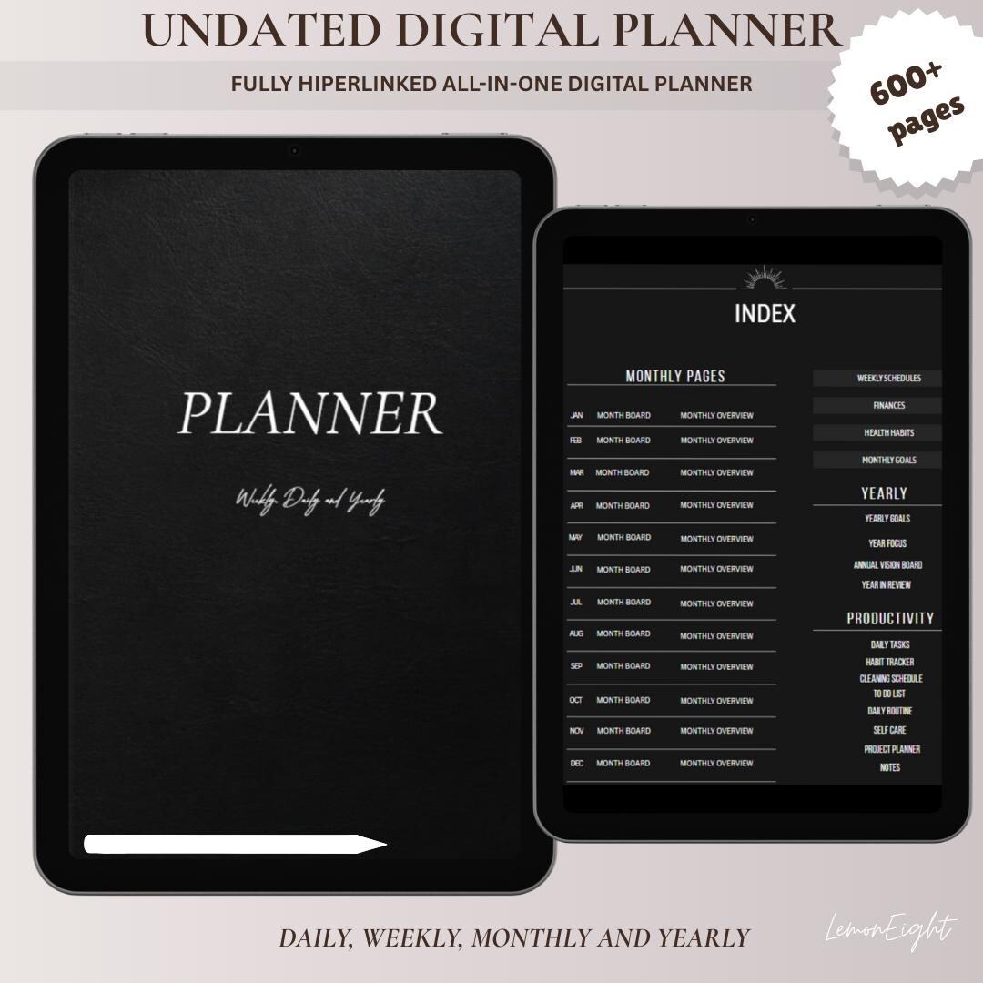 Minimalist Digital Planner for Ipad: Undated, Hyperlinked (PDF Download ...