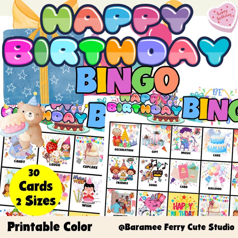 Happy Birthday Bingo Game for Kids | Classroom Birthday Party Activity ...