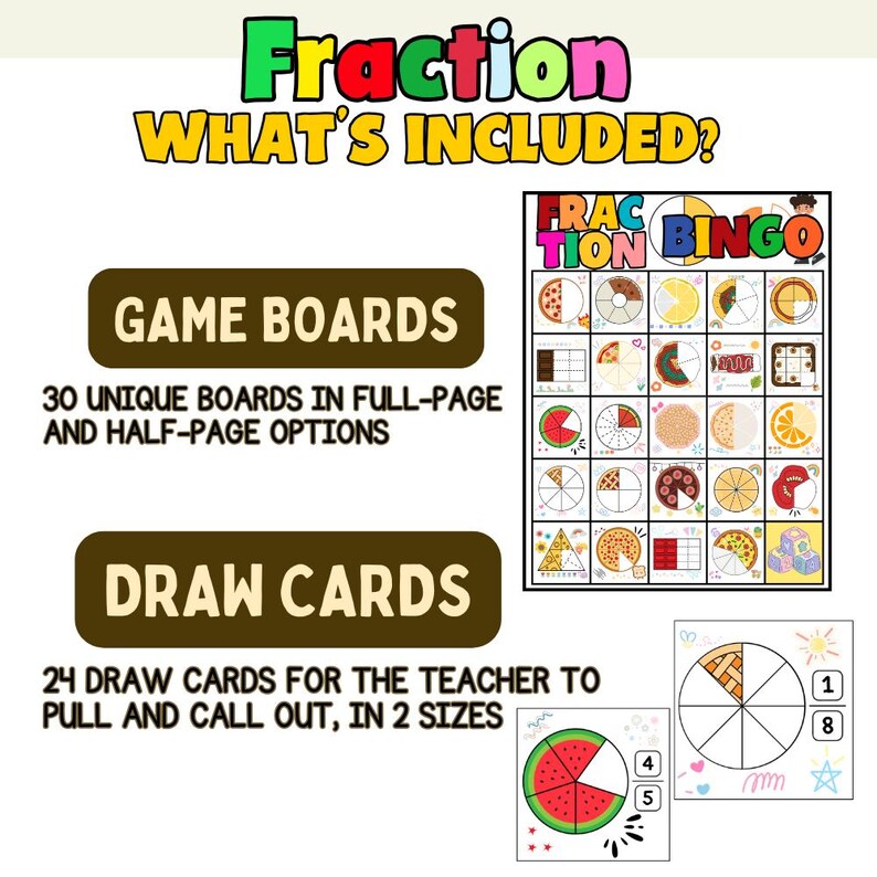 Fraction Bingo Game Printable | Fun Activity for 3rd 4th Grade ...