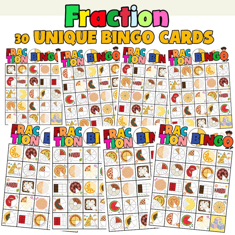 Fraction Bingo Game Printable | Fun Math Picture Activity, Grades 2-4 ...