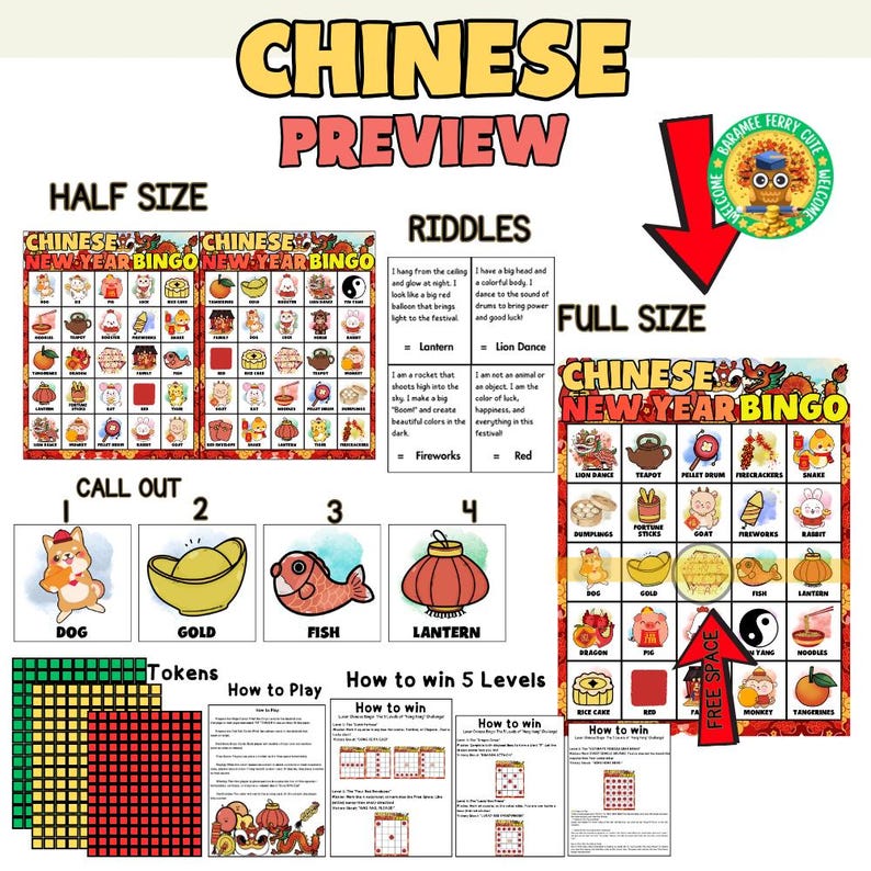 Lunar Chinese New Year 2026 Riddle Bingo Kids | Year of the Horse ...