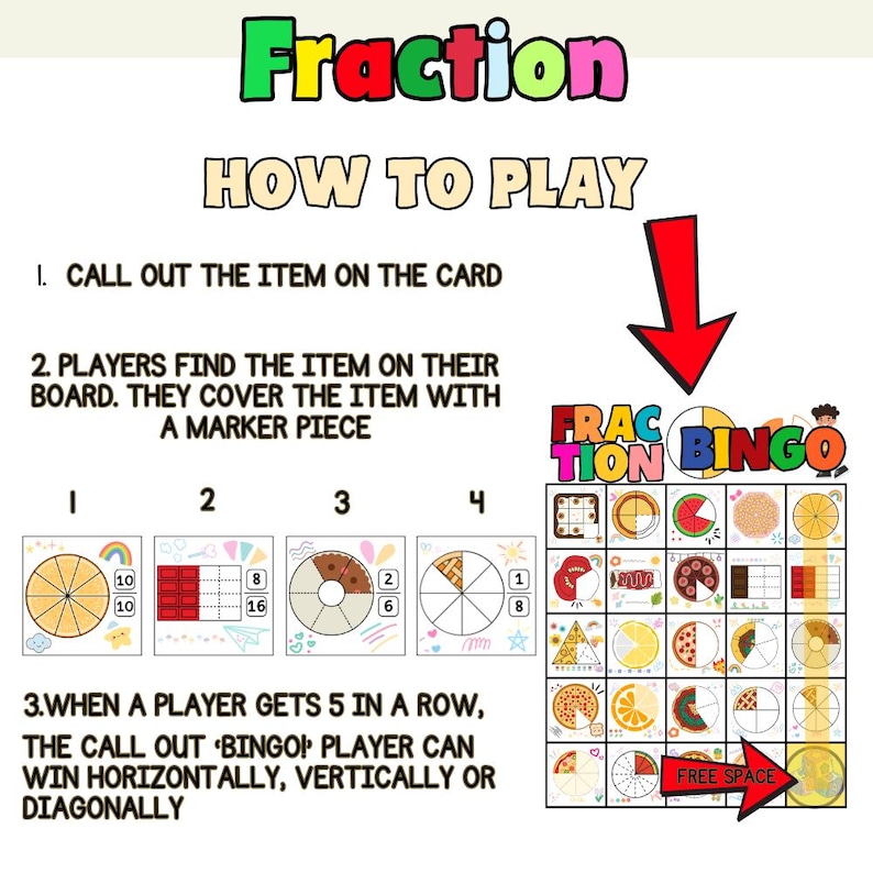 Fraction Bingo Game Printable | Fun Activity for 3rd 4th Grade ...