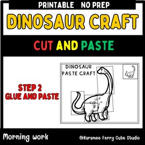 Dinosaur Cut and Paste Craft | Scissor Skills Activity for Preschoolers ...