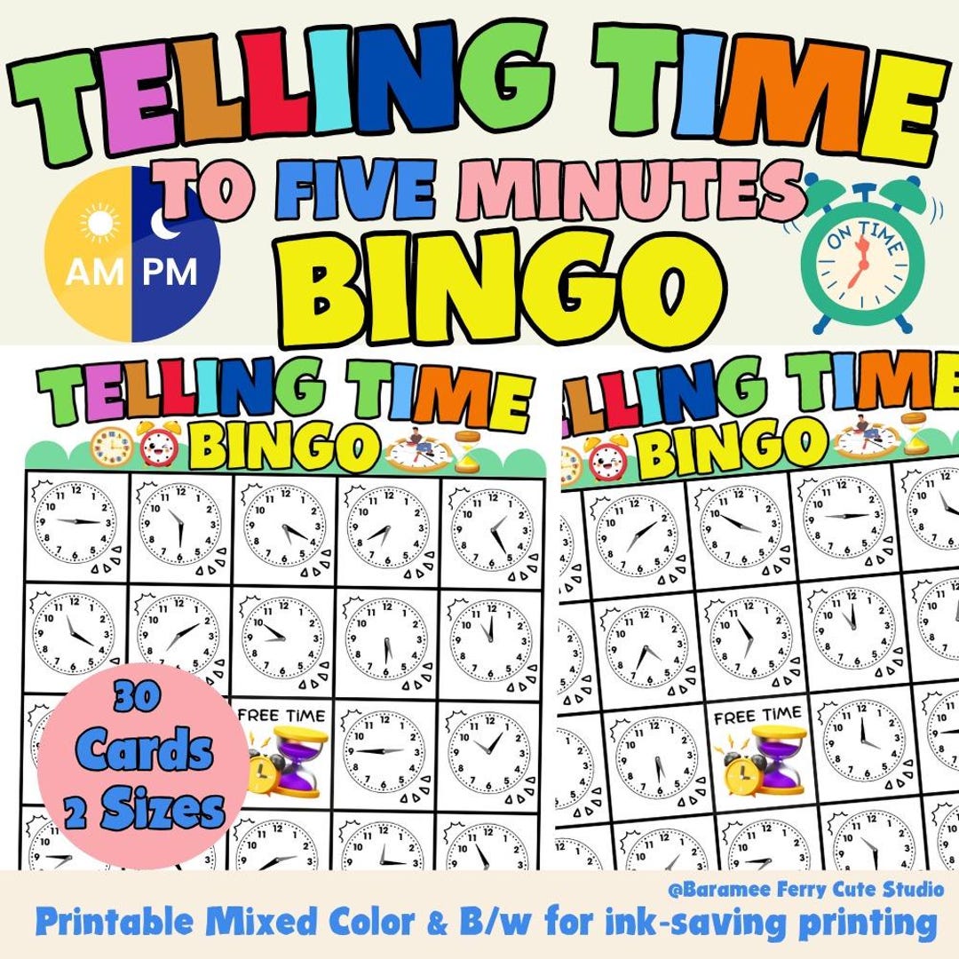 Telling Time Bingo Game | Clock Reading Activity for Kids, Teens ...
