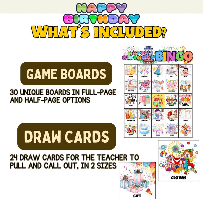 Happy Birthday Bingo Game for Kids | Classroom Birthday Party Activity ...