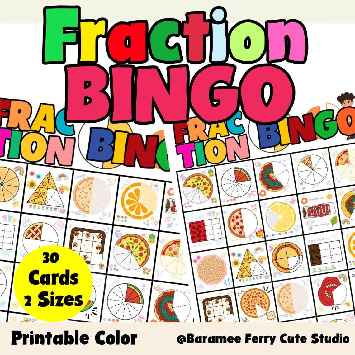 Fraction Bingo Game Printable | Fun Activity for 3rd 4th Grade ...