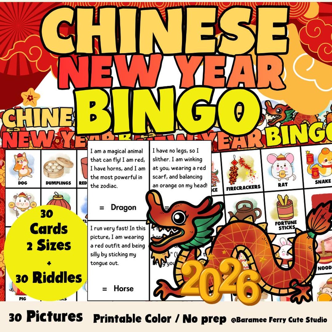 Lunar Chinese New Year 2026 Riddle Bingo Kids | Year of the Horse ...
