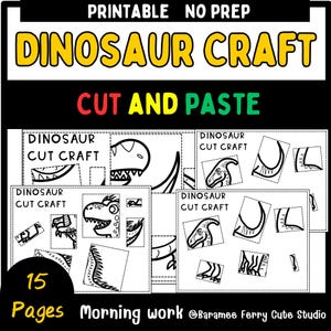 Dinosaur Cut and Paste Craft | Scissor Skills Activity for Preschoolers ...