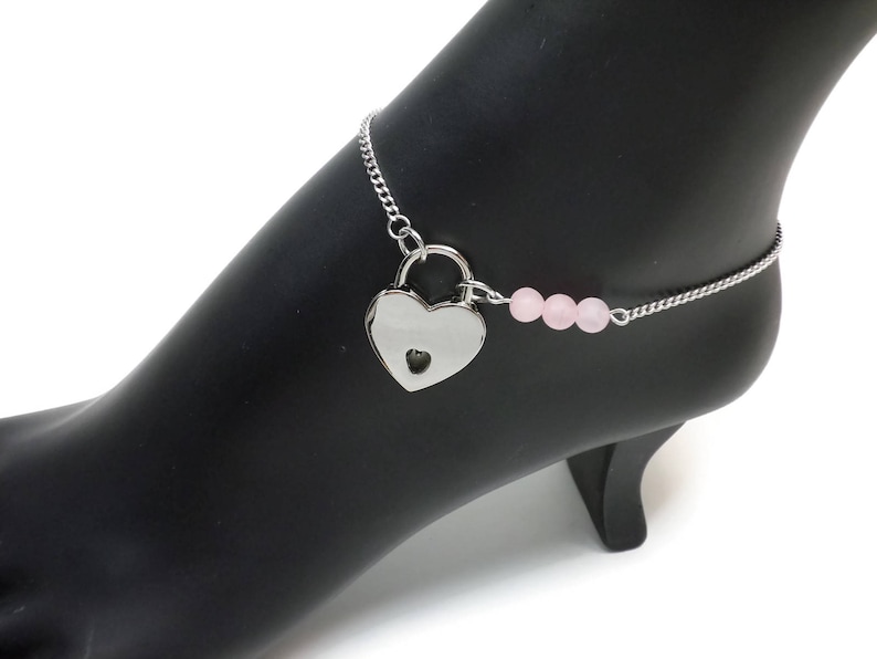 Locking Slave anklet - Pink BDSM Jewelry - Locking Anklet - Locking Submissive Jewelry - Heart ...