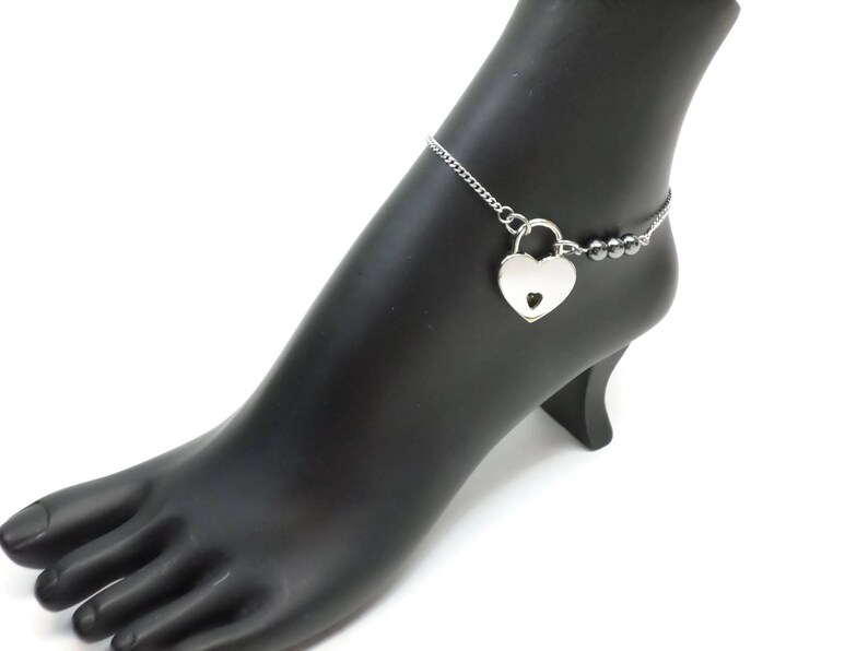BDSM Locking Anklet, Locking Slave Anklet, Hematite Lockable Anklet ...