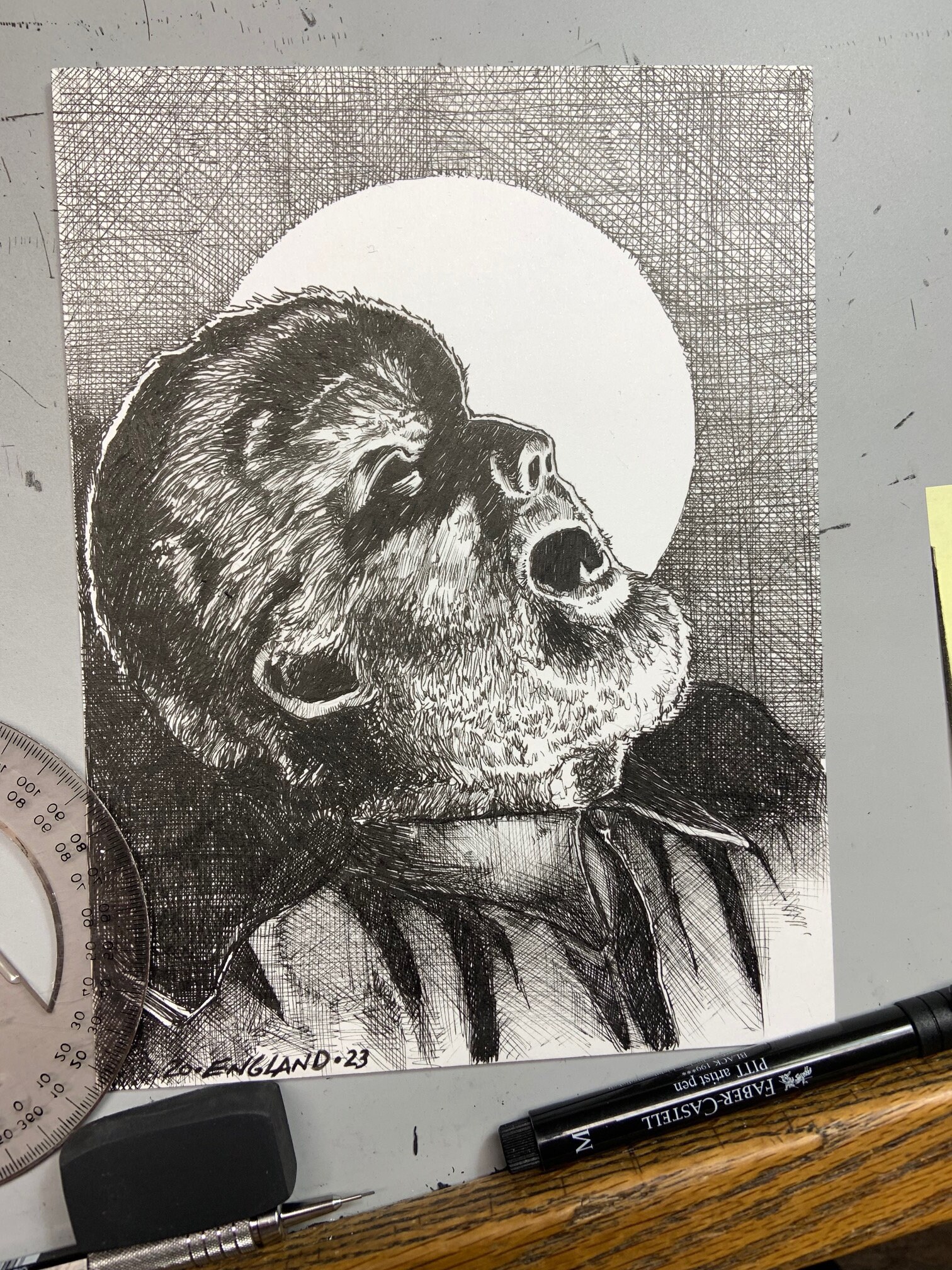 The Wolfman Original Pen and Ink Drawing 6"x8" - Etsy