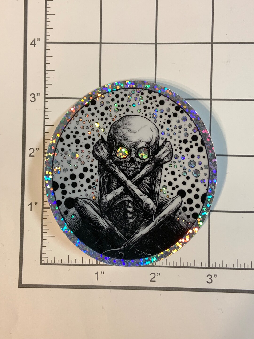 Zen Skeleton 3.5” Holographic Sticker - Etsy