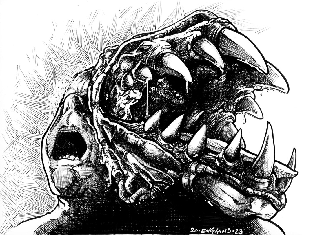 The Thing Original Pen and Ink Drawing 6"x8" - Etsy