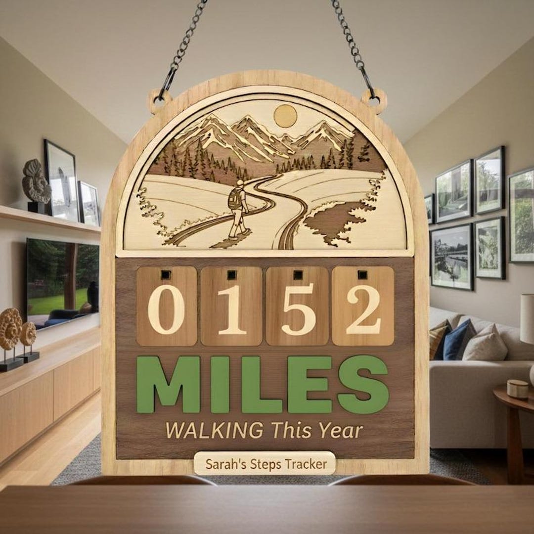 Custom Walking Miles Wooden Tracker: Personalized Walking Distance ...