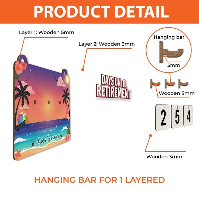 Custom Retirement Countdown Calendar, Tropical Beach Themed Decor, Days ...