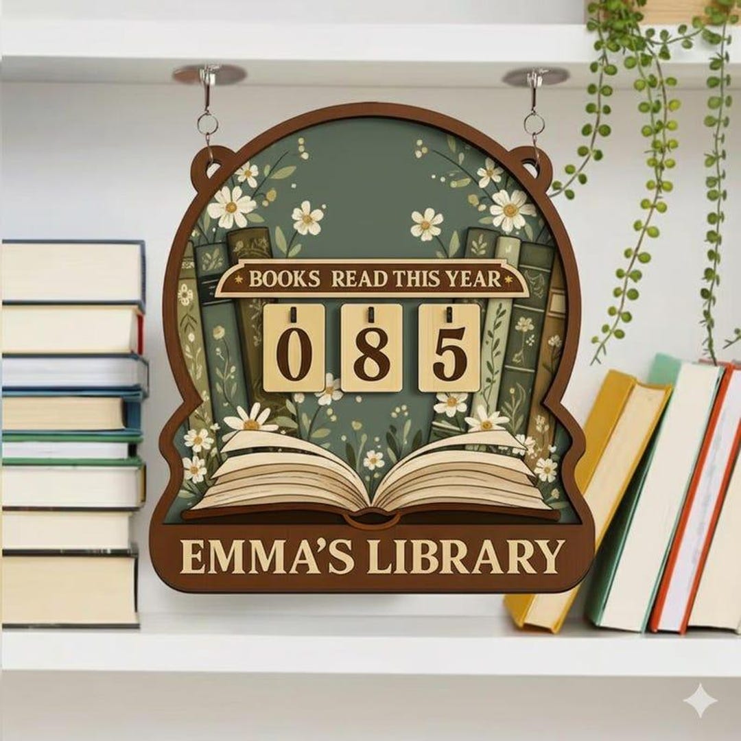 Personalized Books Read Tracker Sign, Custom Library Decor, Daisy ...