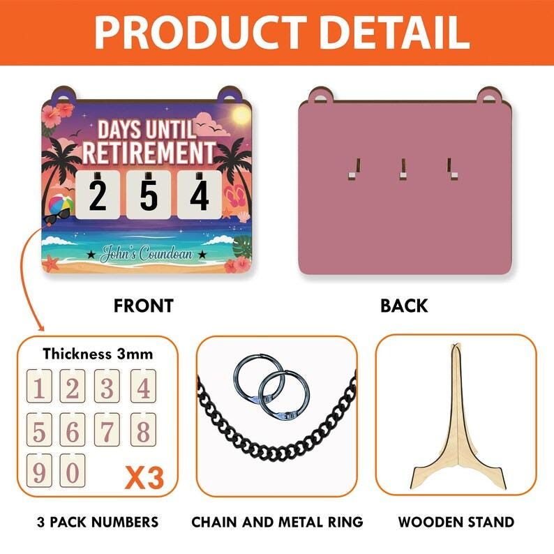 Custom Retirement Countdown Calendar, Tropical Beach Themed Decor, Days ...