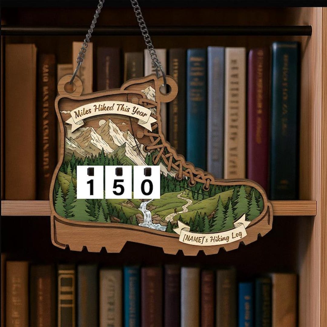 Custom Hiking Miles Tracker Sign Personalized Hiker Gift for Men ...