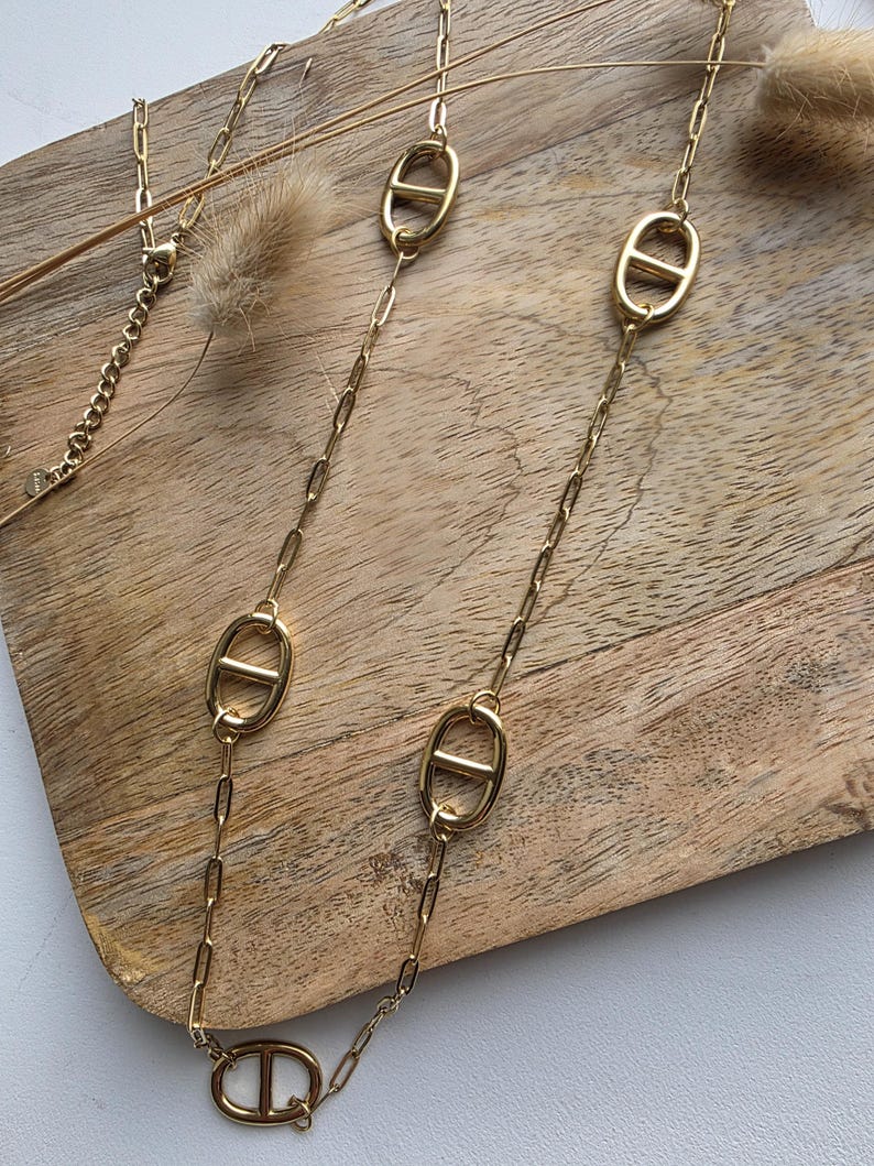 Collier pour femme en acier inoxydable. Sautoir maille marine, pour ...