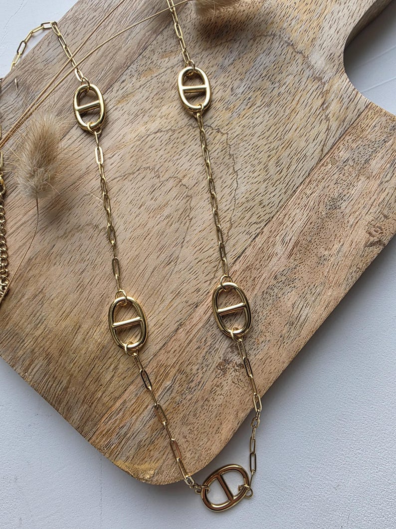 Collier pour femme en acier inoxydable. Sautoir maille marine, pour ...