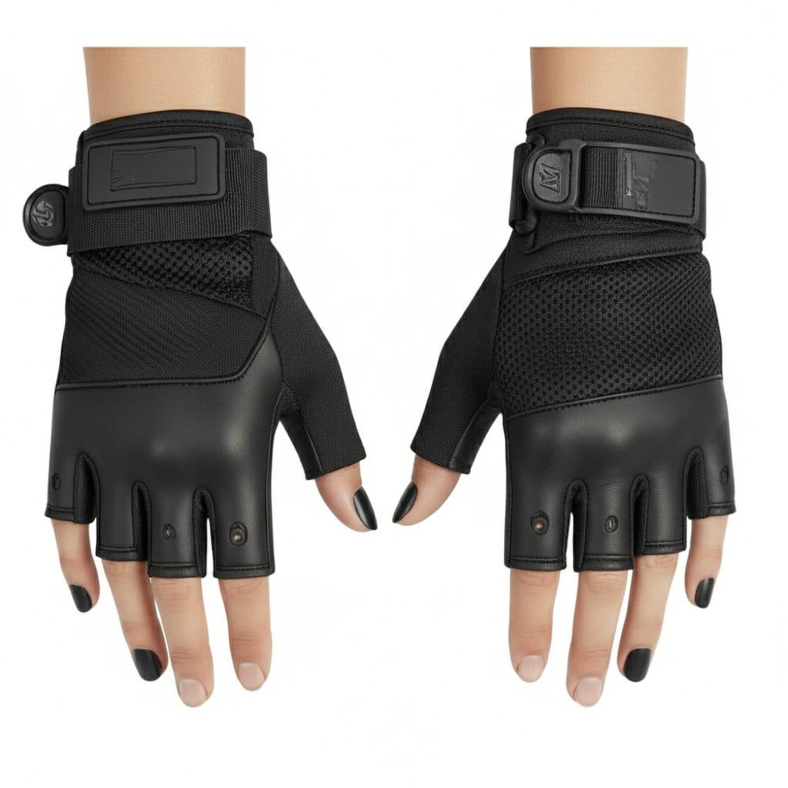 Black Fingerless Gym Gloves With Wrist Support – Breathable Sports ...