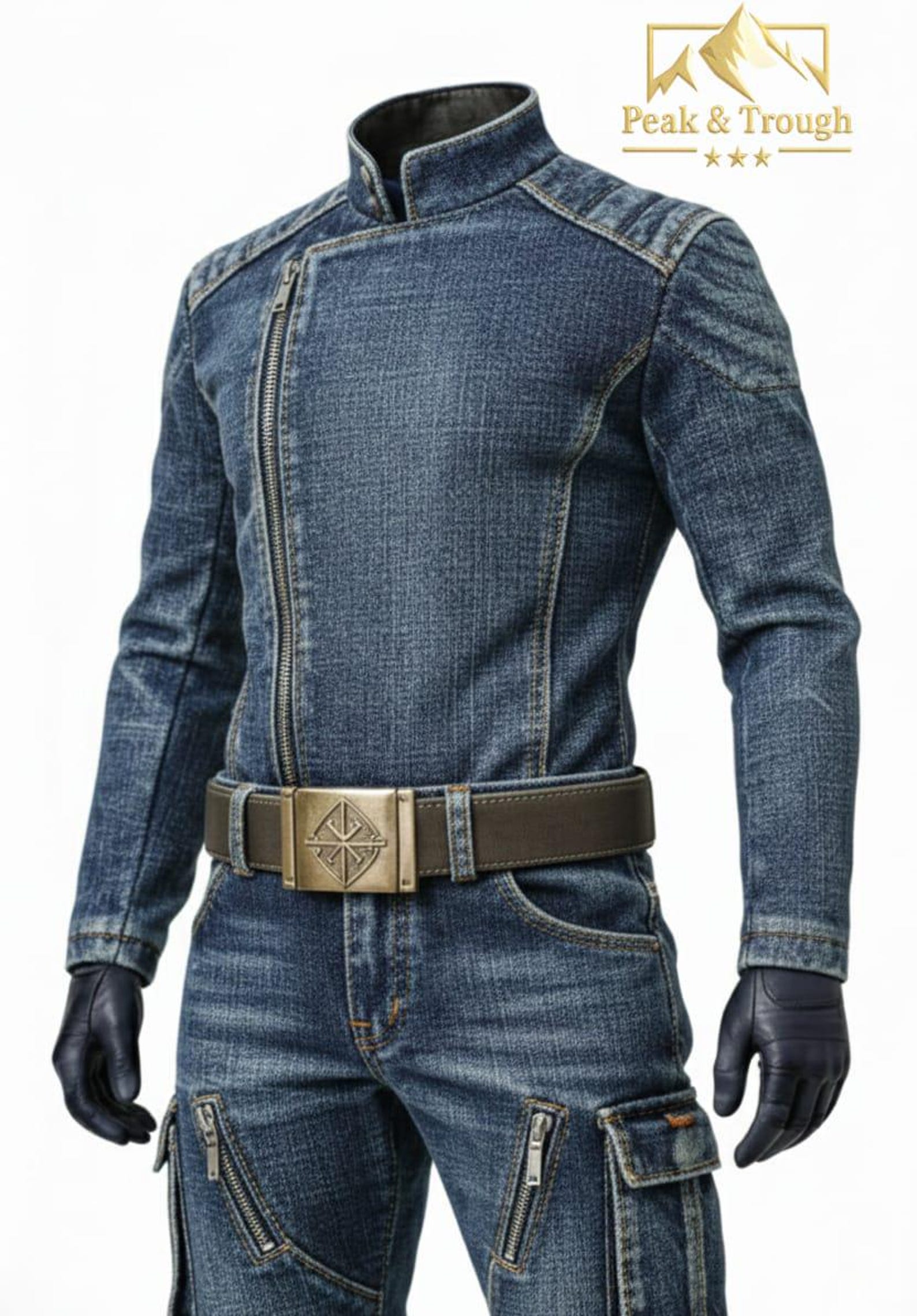 Custom Blue Denim Tactical Combat Suit – Handmade Stealth Streetwear ...