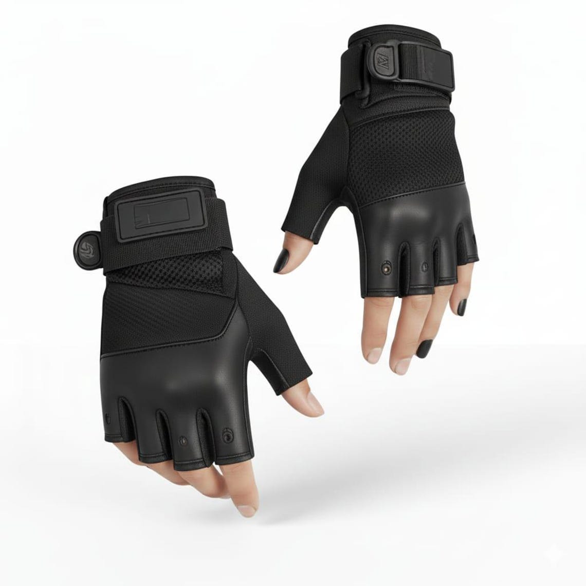 Black Fingerless Gym Gloves With Wrist Support – Breathable Sports ...