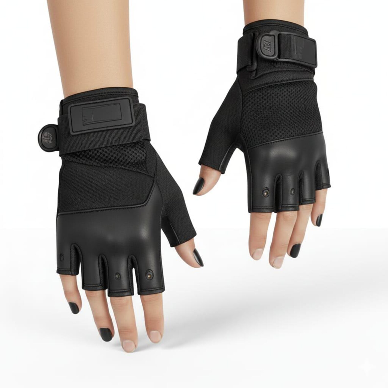 Black Fingerless Gym Gloves With Wrist Support – Breathable Sports ...