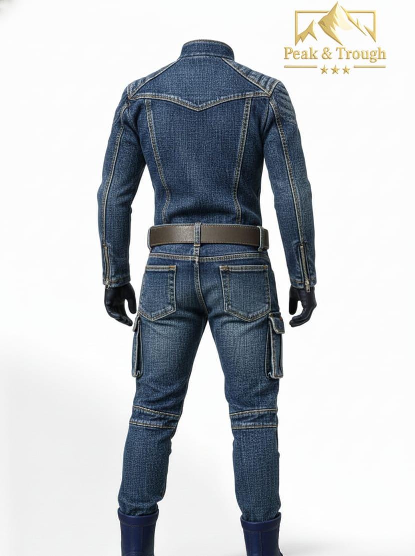 Custom Blue Denim Tactical Combat Suit – Handmade Stealth Streetwear ...