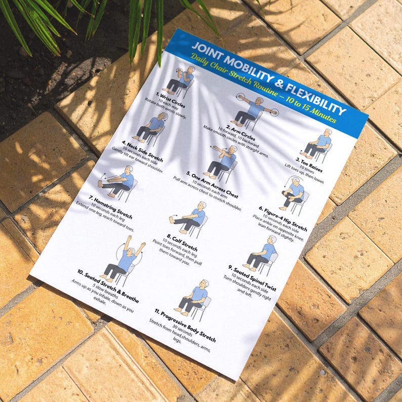 Printable Chair Exercises for Seniors, Seated Stretching Exercise ...