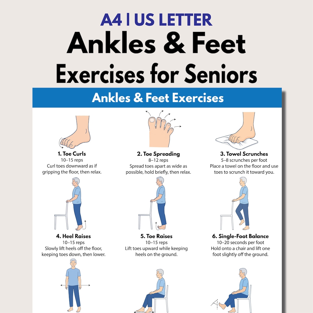Ankle and Foot Exercises for Seniors Printable, Feet Strength Balance ...