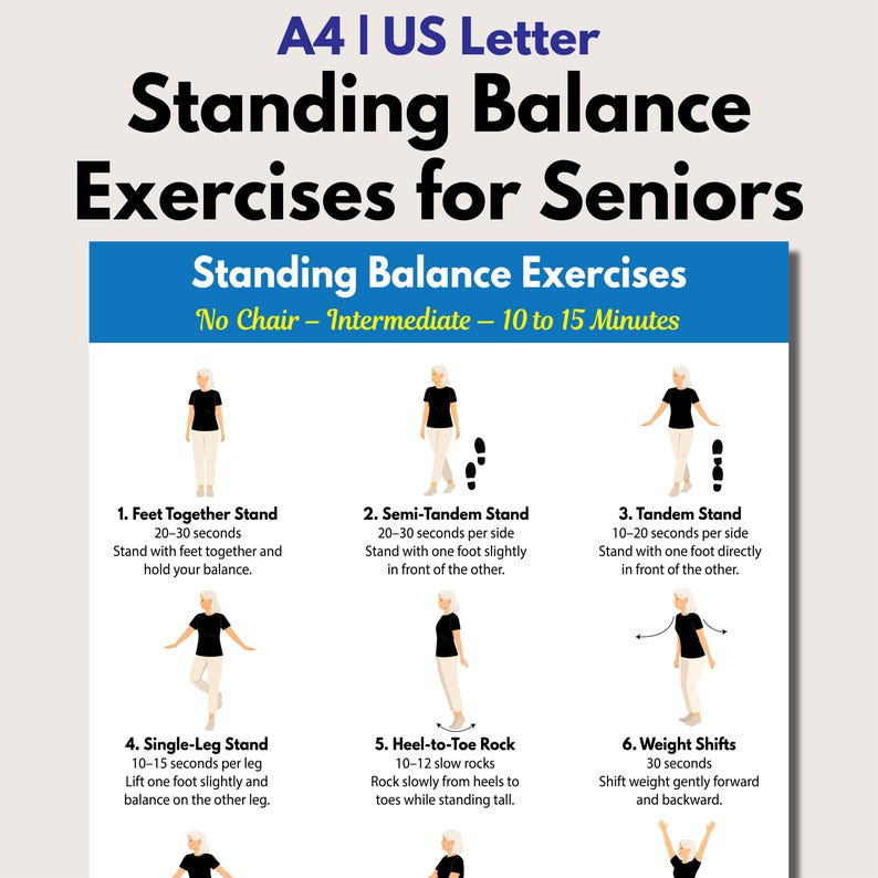 Standing Balance Exercises for Seniors, Stability & Fall Prevention ...