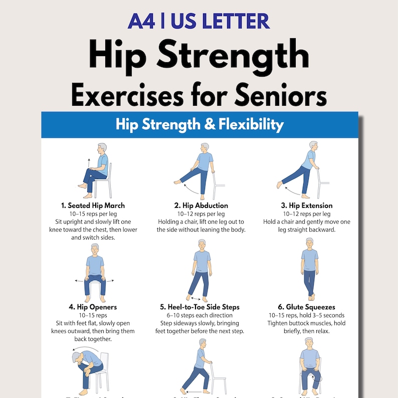 Hips Exercises for Seniors Printable, Hip Abductor & Adductor Workout ...