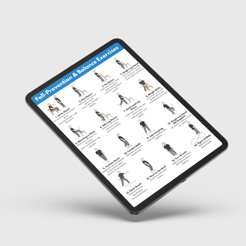 Fall Prevention Balance Exercises for Seniors, Printable Chair Workouts ...