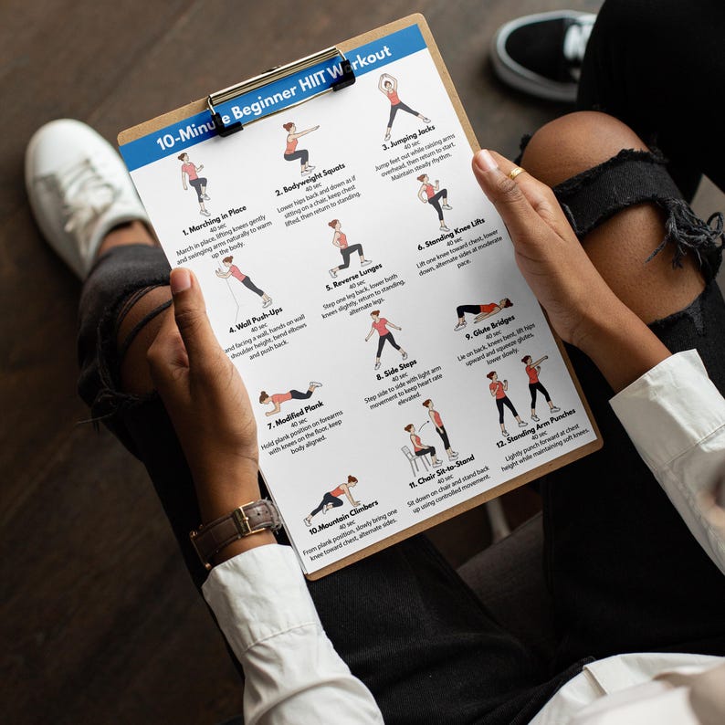Hiit Training Workout Chart, Home Cardio Strength (PDF Download) - Etsy