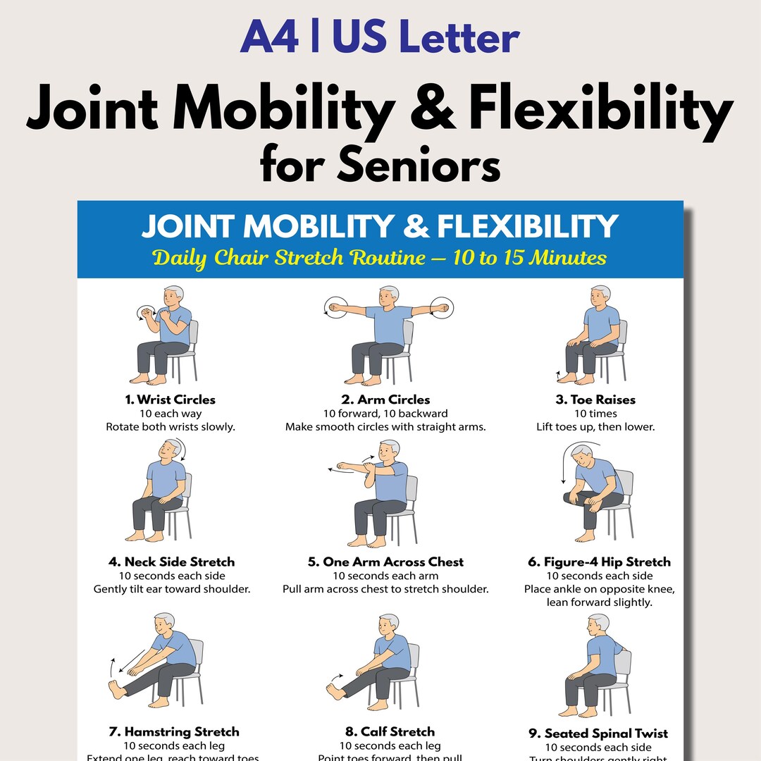 Printable Chair Exercises for Seniors, Seated Stretching Exercise ...