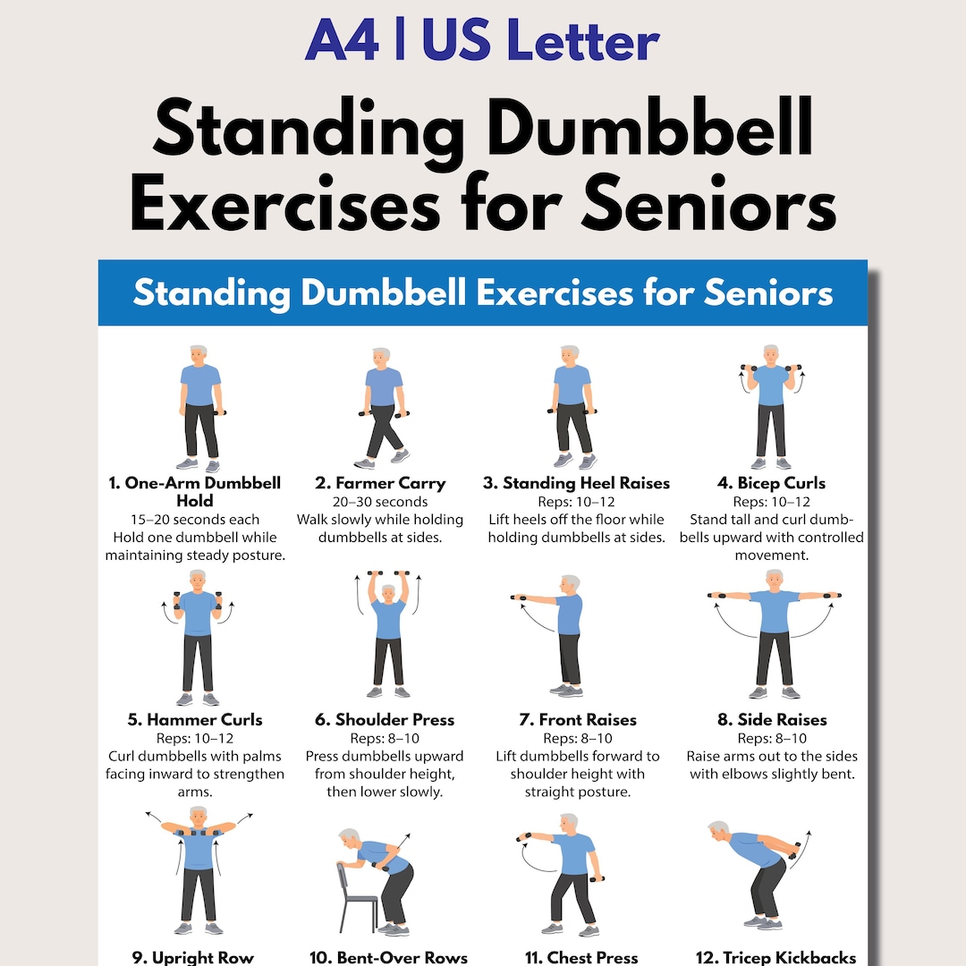 Dumbbell Exercises for Seniors, Home Dumbbell Workout PDF , Balance ...