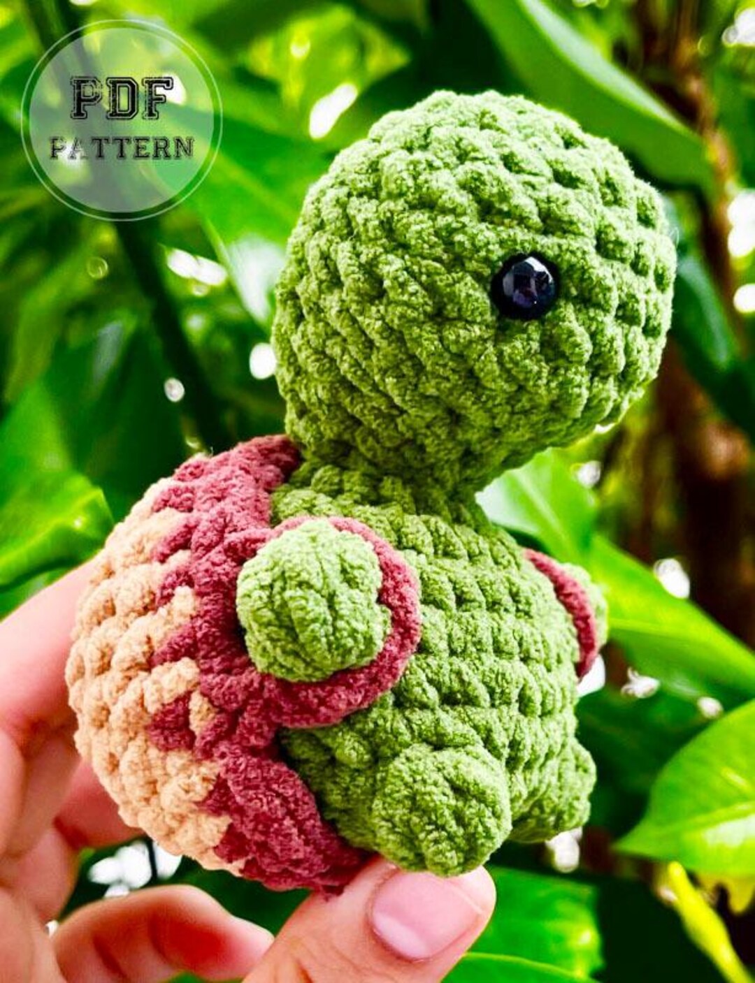 Plush Turtle Crochet Pattern PDF, Amigurumi Soft Toy Tutorial, Chunky ...