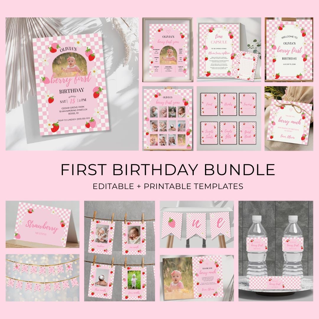 Berry First Birthday Bundle Strawberry 1st Birthday Girl Party ...