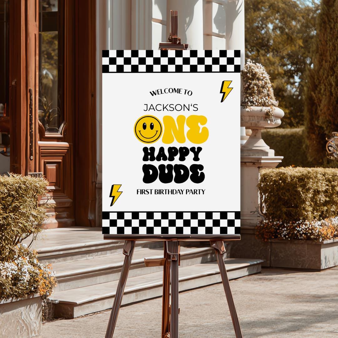 One Happy Dude Welcome Sign Template Printable One Happy Dude Birthday ...