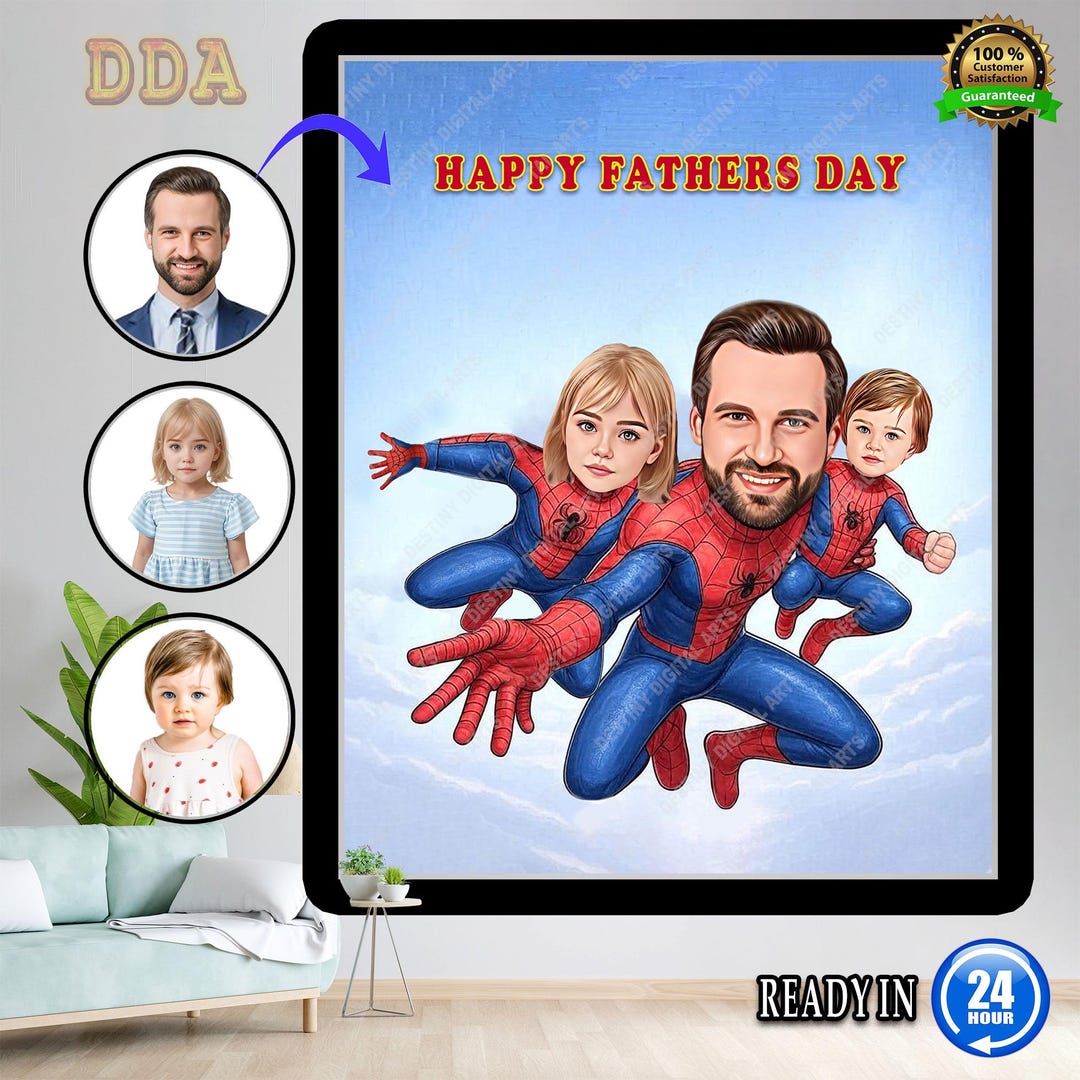 Personalized Father's Day Portrait | Superhero Caricature Gift for Dad ...