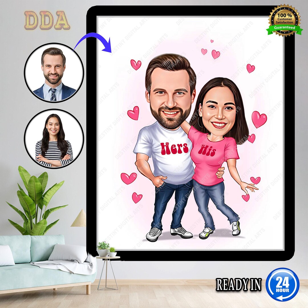 Custom Couple Caricature Portrait | Personalized Valentine Gift | Funny ...