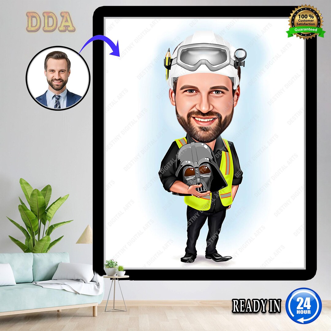 Custom Engineer Caricature | Personalized Construction Supervisor ...