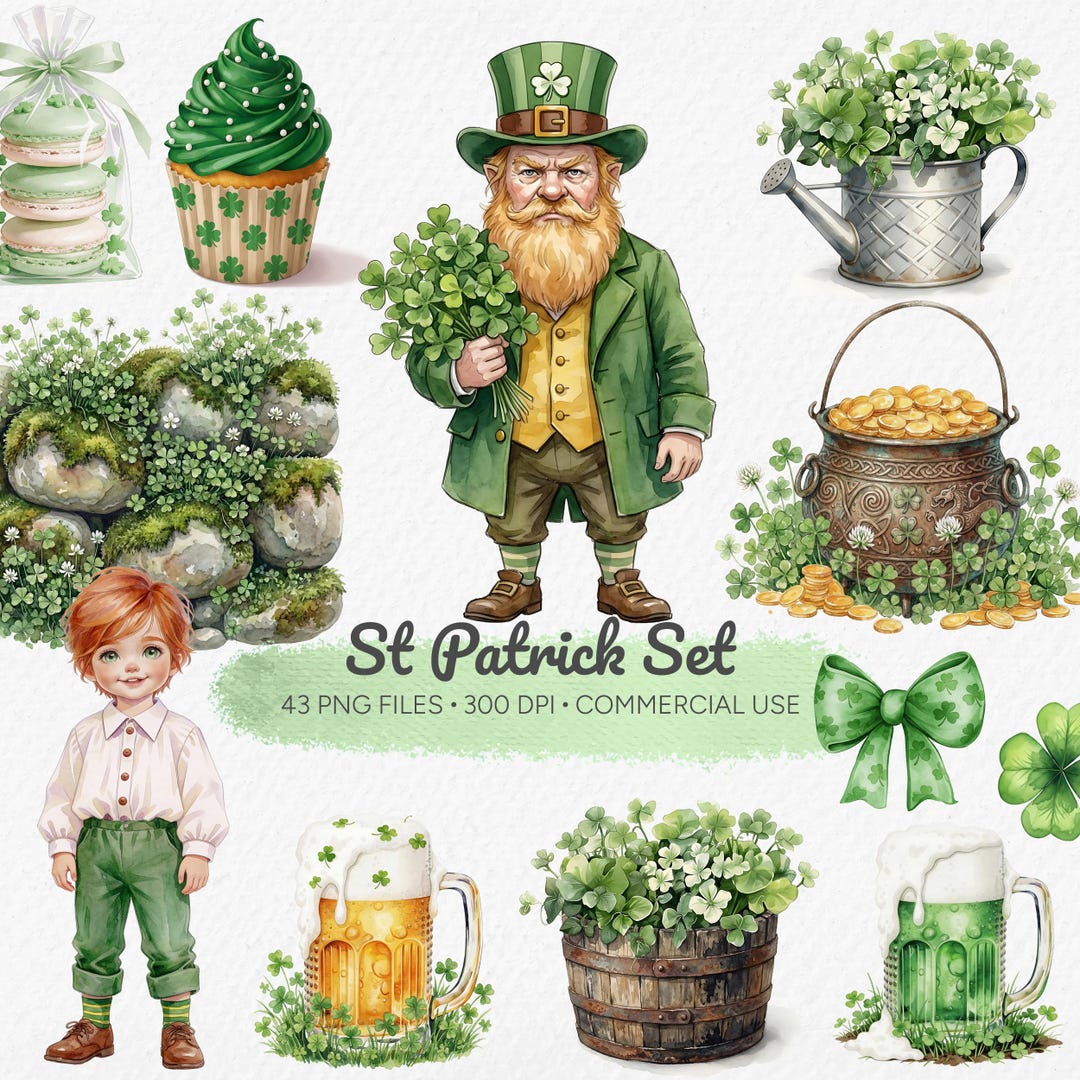 St. Patrick’s Day Clipart Bundle – Lucky Charm Elements, Leprechaun ...