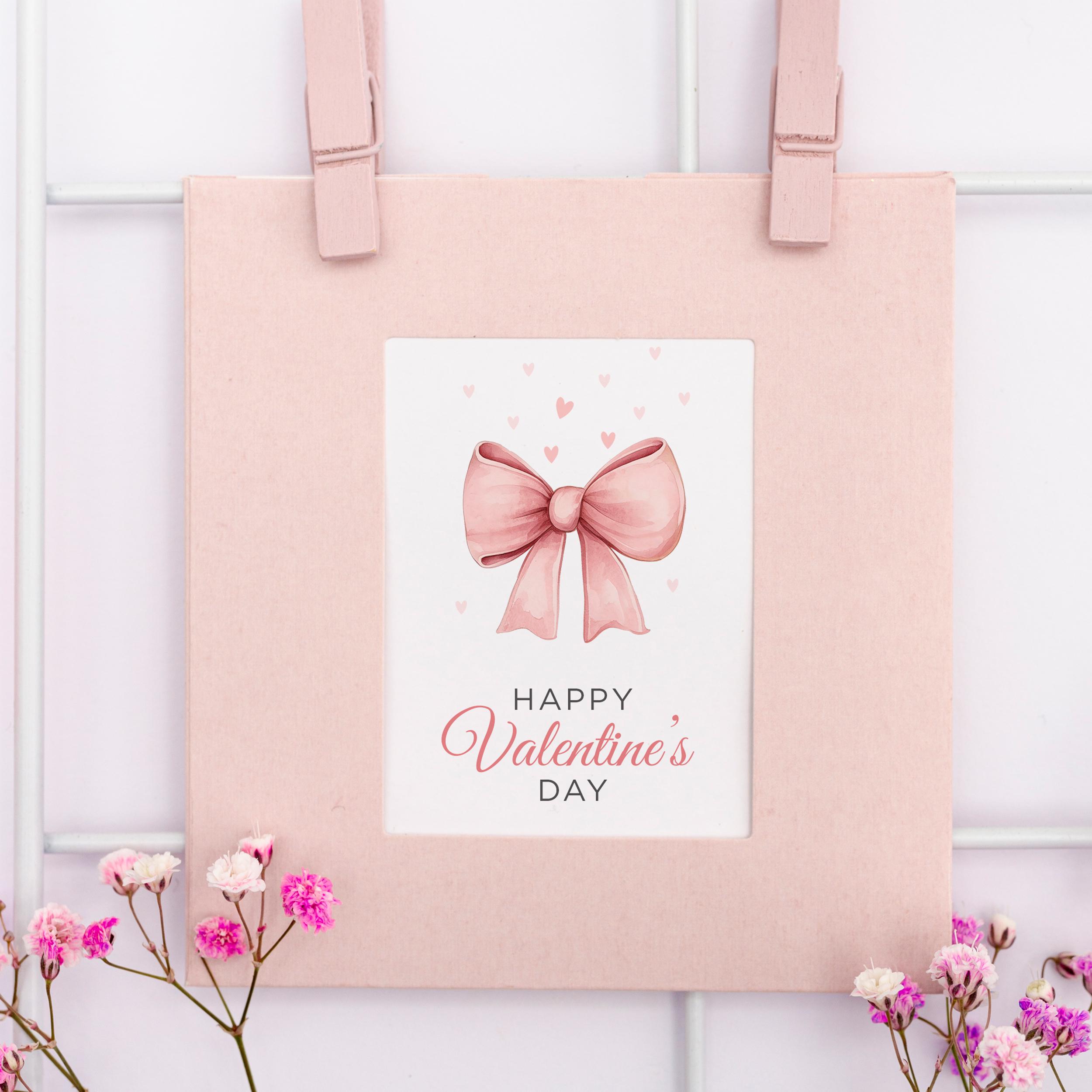 Pink Bow Valentine Gift Tag - Printable Valentine’s Day Favor for Her ...